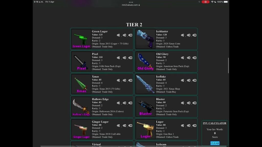 MM2 Trading Values Guide 2025: Latest Item List, Tiers & Pro Tips ...