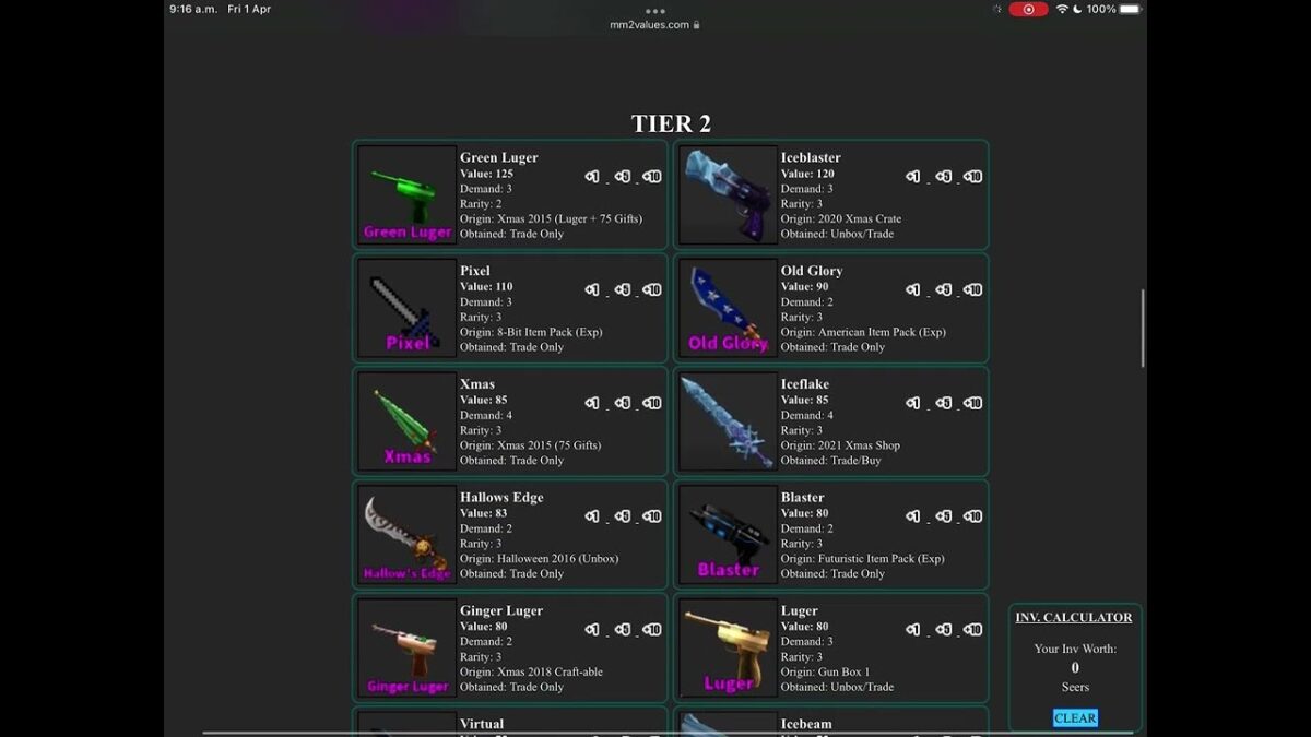 MM2 Trading Values Guide 2025: Latest Item List, Tiers & Pro Tips ...