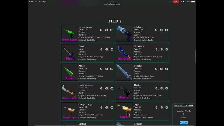 MM2 Trading Values Guide 2025: Latest Item List, Tiers & Pro Tips ...