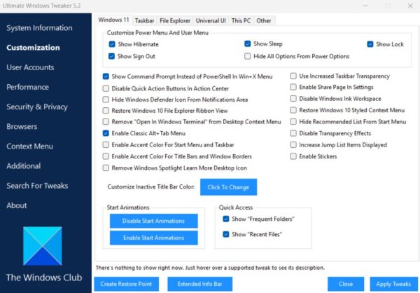 Ultimate Windows Tweaker 5 for Windows 11 by TWC | TechLatest