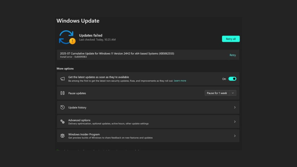 Microsoft Fixes Windows Update 0x800f0983 Error and Reduces Update ...